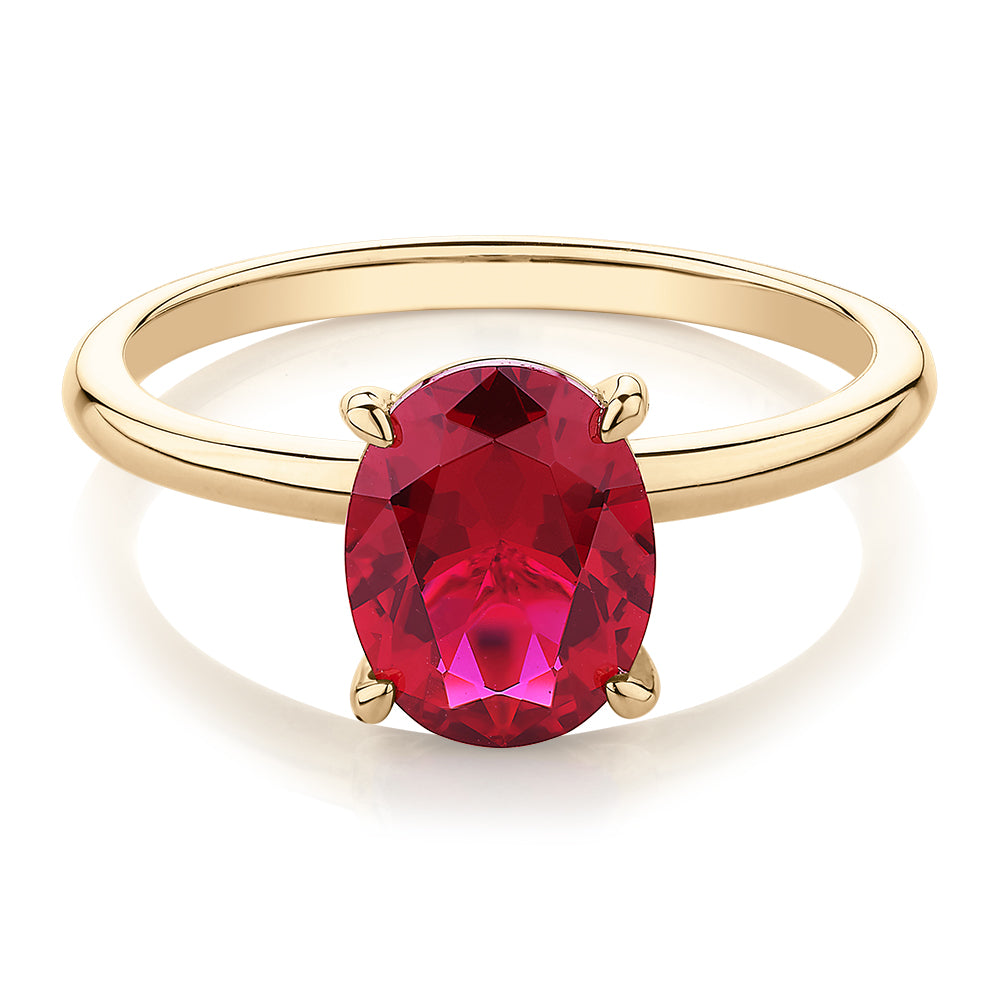 Dress ring with ruby simulant in 10 carat yellow gold – Secrets Shhh