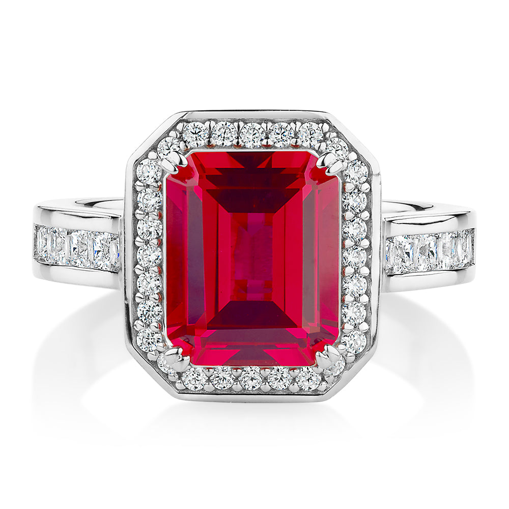 Dress ring with ruby simulant and 0.78 carats* of diamond simulants in – Secrets Shhh