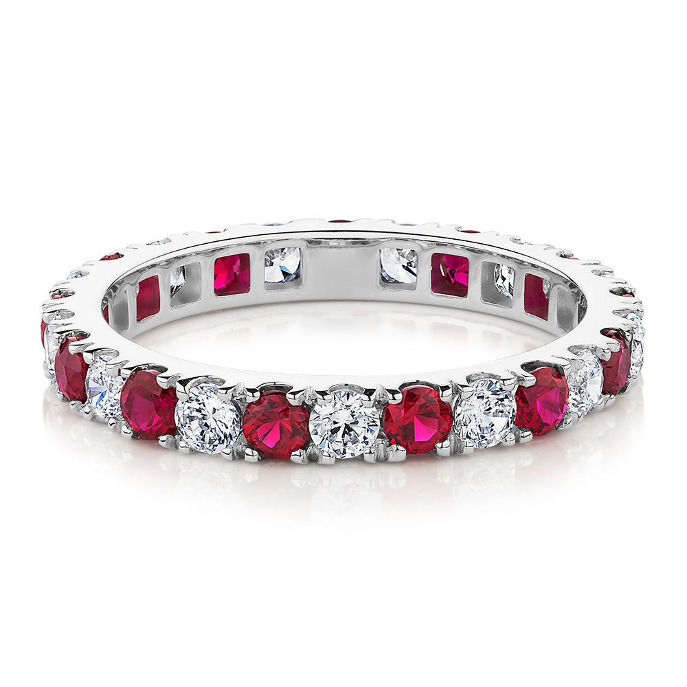 All-rounder eternity band with ruby simulants and 0.78 carats* of diam – Secrets Shhh