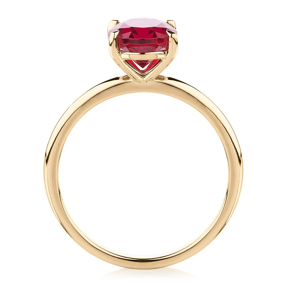 Dress ring with ruby simulant in 10 carat yellow gold – Secrets Shhh