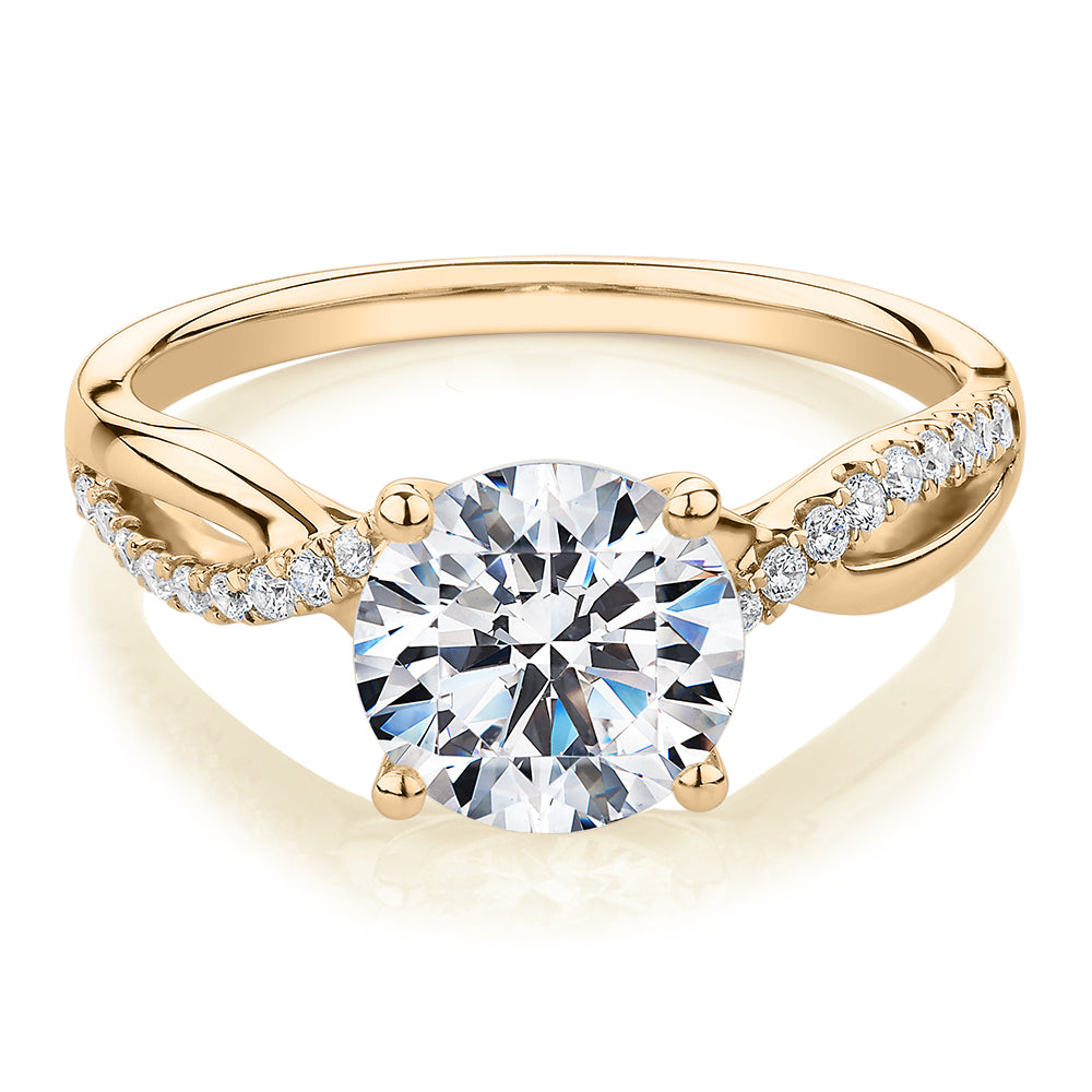Round Brilliant shouldered engagement ring with 2.17 carats* of diamon ...
