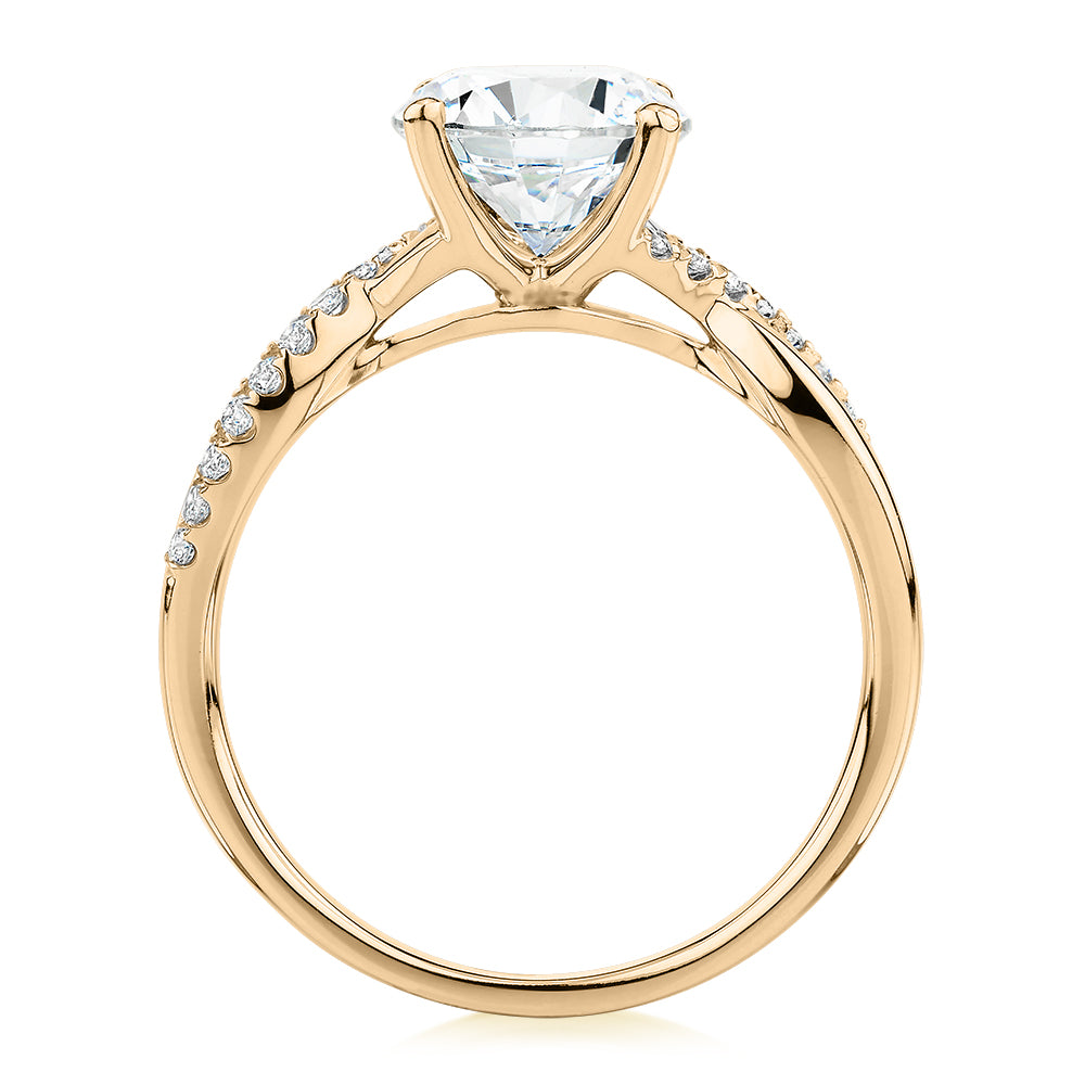 Round Brilliant shouldered engagement ring with 2.17 carats* of diamon ...