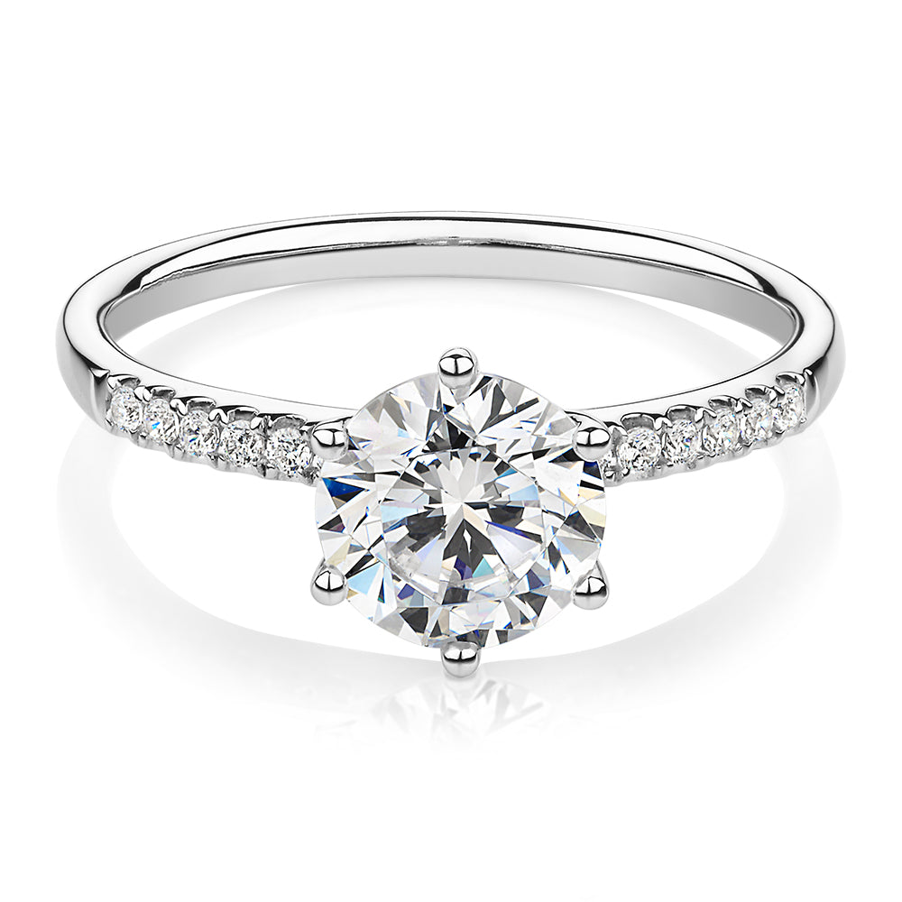 Round Brilliant shouldered engagement ring with 1.67 carats* of diamon ...