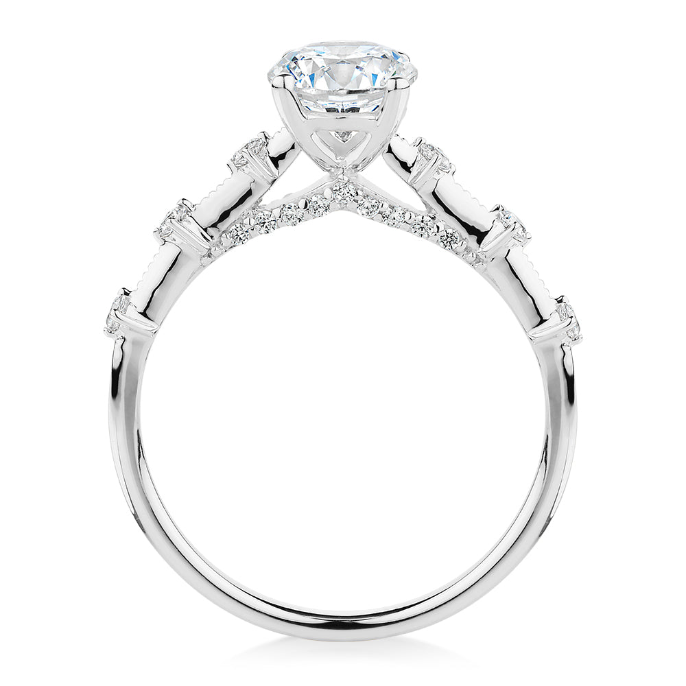 Round Brilliant shouldered engagement ring with 1.20 carats* of diamon ...