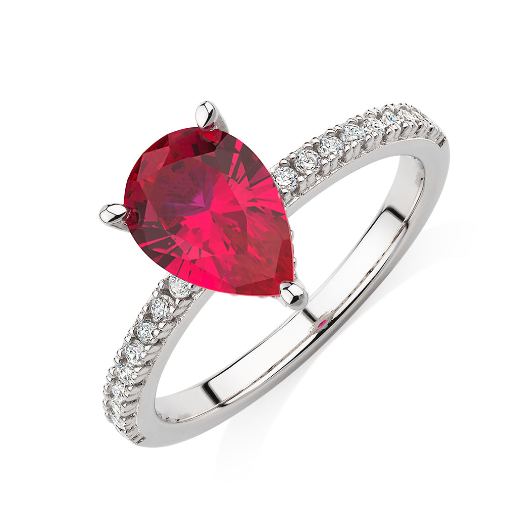 Dress ring with ruby simulant and 0.24 carats* of diamond simulants in – Secrets Shhh