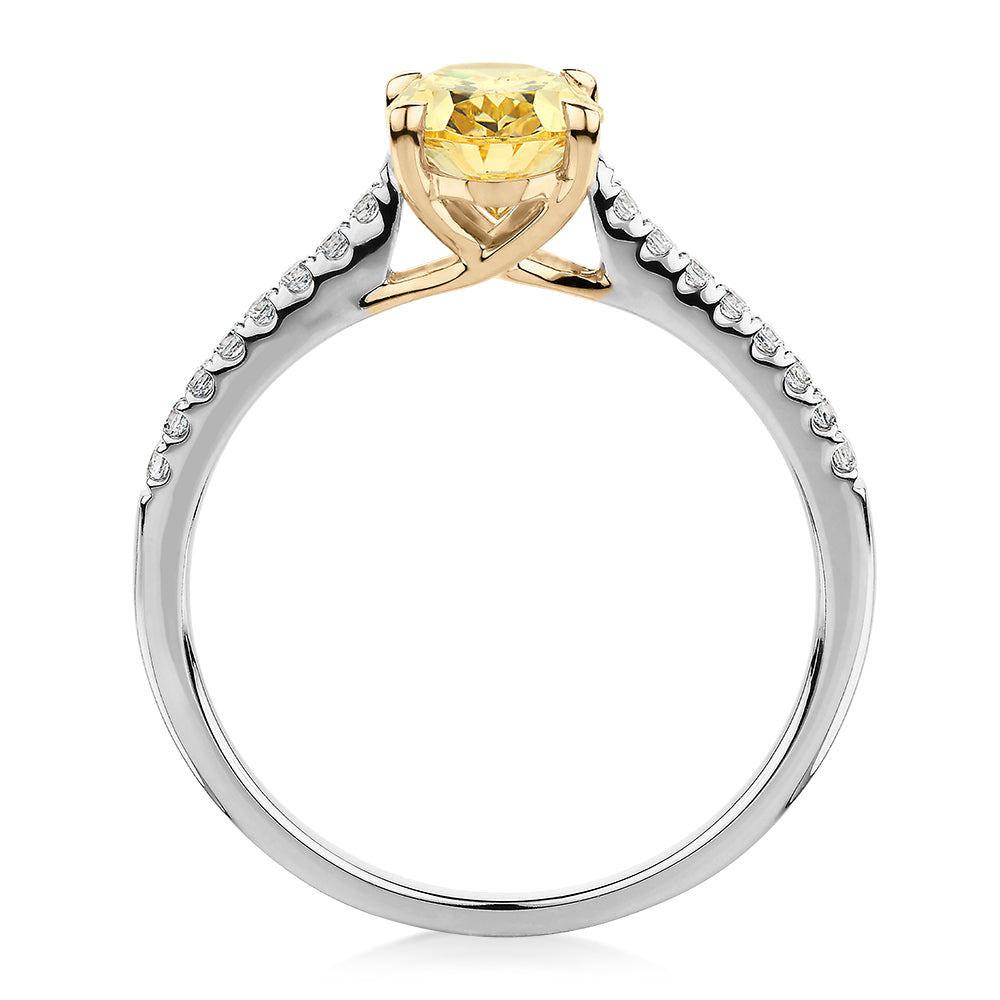 Oval and Round Brilliant shouldered engagement ring with 1.35 carats ...